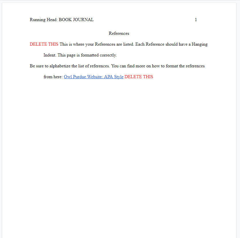 Reference Page – Outside Reading Book Journal